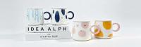 China Colorful Abstract Dot & Stripe Ceramic Mug Set of 4 with Lid & Contrast Handle for sale