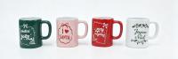 China Christmas Quote Ceramic Mug Set of 4, Festive Holiday Coffee Cups with Sayings for sale