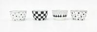China Black & White Pattern Ceramic Bowl Set of 4, Modern Decorative Serving Bowls for sale