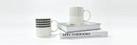 China Black & White Pattern Ceramic Mug Set of 2, Modern Polka Dot & Harlequin Coffee Cups for sale