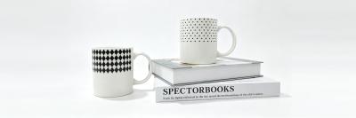 China Black & White Pattern Ceramic Mug Set of 2, Modern Polka Dot & Harlequin Coffee Cups for sale