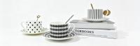 China Black & White Pattern Cup and Saucer Set of 3, Modern Geometric Espresso Coffee Tea Cups for sale