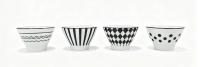 China Black & White Geometric Ceramic Bowl Set of 4, Modern Patterned Serving Bowls for sale