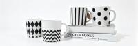 China Black & White Geometric Ceramic Mug Set of 4, Modern Pattern Coffee Cups for sale