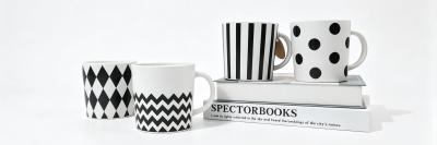 China Black & White Geometric Ceramic Mug Set of 4, Modern Pattern Coffee Cups for sale