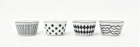 China Black & White Geometric Ceramic Bowl Set of 4, Stripes Polka‑Dot Diamond Chevron Serving Bowls for sale