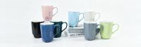 China Geometric Faceted Ceramic Mug, Gold Rim 
