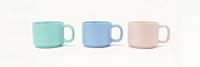 China Short Wide Pastel Ceramic Mug Set of 3, Mint Blue Pink Matte Coffee Cups with Chunky Handle for sale