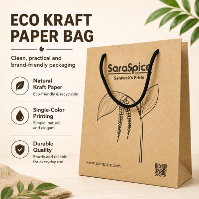 China Eco Friendly Kraft Paper Bag with Strong Rope Handles Ideal for Retail Stores Food Brands Gift Packaging and Takeaway for sale