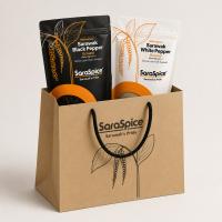 China Eco Friendly Kraft Paper Bag with Strong Rope Handles Ideal for Retail Stores Food Brands Gift Packaging and Takeaway for sale