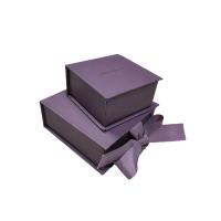 China Jewelry Paper Box made of matte laminated hardboard with custom foil stamping color printing embossing and flannel sponge lining for sale
