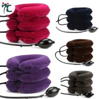 China Fully Flannel Portable Inflatable Cervical Neck Traction Collar Device for sale