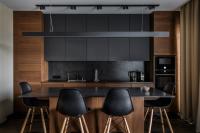 China Shaker Door Black Prefab Kitchen Cabinet Plywood Modern Wood Kitchen Cabinets for sale