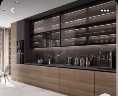 China Italian Style Melamine Kitchen Cabinet Modern Grey Kitchen Cabinets for sale