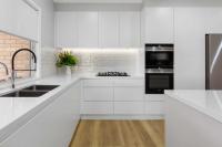 China Italian Style Melamine Kitchen Cabinet Modern Grey Kitchen Cabinets for sale