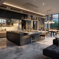 China Furniture Lacquer Kitchen Cabinet Black Matt  Island Modular Kitchen Design Luxury for sale