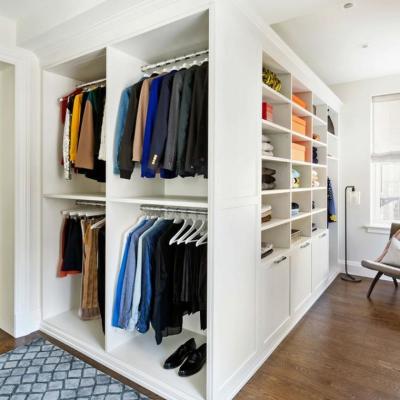 China Factory‑Direct Modular Black Wood Walk‑In Closet Wardrobe, Custom‑Size Bedroom Storage System with Full‑Length Mirrored Doors for sale
