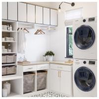China Custom Modern Simple Design Laundry Room Cabinet Vanities with Sink and Basket for sale