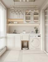 China Light French Pure White Super Practical Balcony Laundry Room Cabinet Vanities for sale