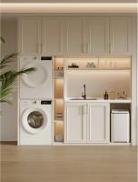 China Light French Pure White Super Practical Balcony Laundry Room Cabinet Vanities for sale