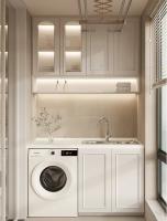China Light French Pure White Super Practical Balcony Laundry Room Cabinet Vanities for sale