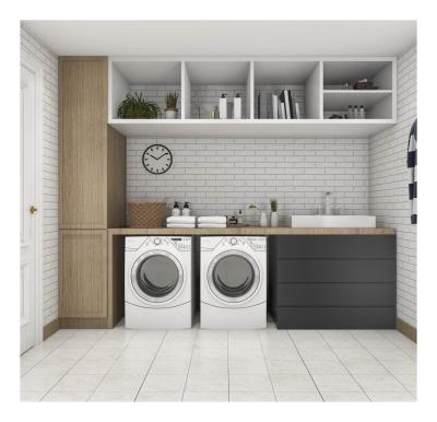 China Plywood Laundry Closet  Lacquer Laundry Room Organization System 2D 3D for sale
