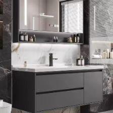 China Contemporary Style Water Resistant Plywood Bathroom Storage Vanity Cabinet for sale