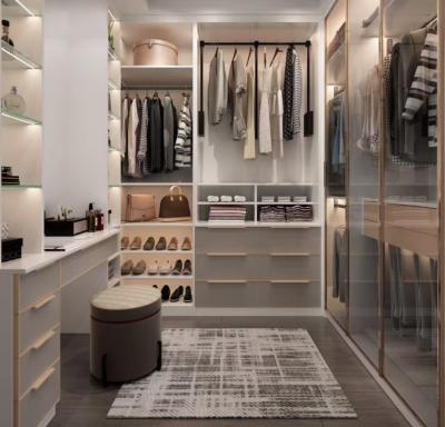 China Factory Direct Custom Size Black Wood Walk-In Closet Wardrobe with Full-Length Mirrored Doors - Luxury Modular Bedroom Storage for sale