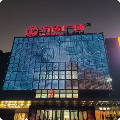 China Outdoor LED Mesh Display For Building Facade Grey Flexible Stage Curtain IP67 for sale