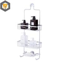 China 2D/3D Custom Bathroom Shower Shelf Black Self Adhesive Shower Caddy Machine Part for sale