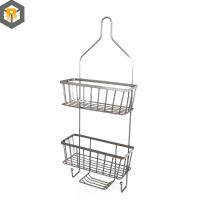 China Decorative Bathroom Metal Shower Caddy with Hook and Shampoo Display Basket Over Bathtub for sale