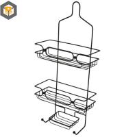 China Custom by 2D/3D/drawing 2 Tier Metal Black Bathroom Basket Organizer for Shower Caddy for sale