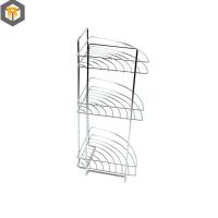 China Custom 2D/3D Drawing Bathroom Tools 3 Tier Shower Storage Rack Corner Standing Towel Caddy for sale