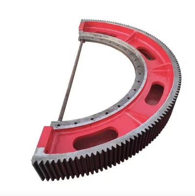 China OEM Custom Casting Ball Mill Girth Gear 208 Teeth 1-45 Modulus Large Diameter Rotary Kiln Ring Gear for sale