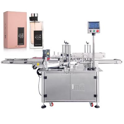China Double Side Label Applicator Shampoo Cosmetics Perfume Carton Box Corner Sealing Labeling Machine for sale