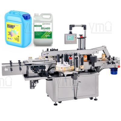 China Double Sided Automatic Front Back Sides Flat Labeling Machine For Square Plastic Gallon for sale