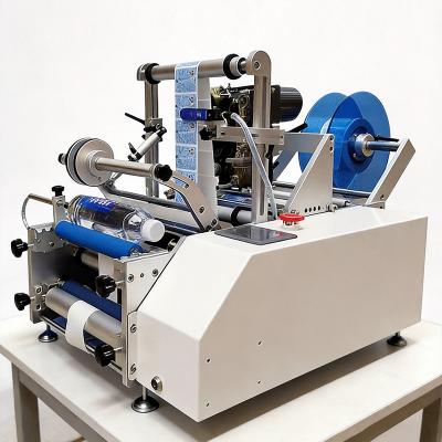 China Round Bottle Labeling Machine Semi Automatic Desktop Label printing Machine Compatible with date code printer for sale