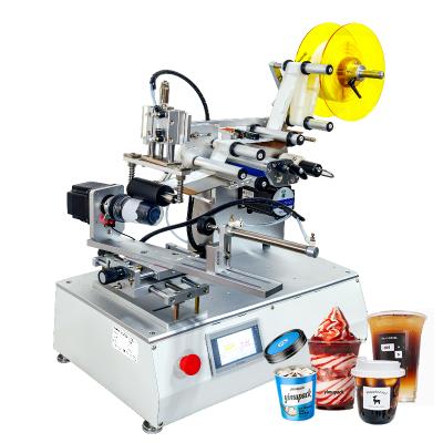 China High Speed Desktop Semi-Automatic Tapered Label Sticker Machine Compatible With Date And Batch Coder Machine for sale