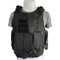 China Safety Adjustable Black Vest Protective Jacket with Molle System in Polyester Fabric for sale