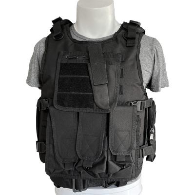 China Safety Adjustable Black Vest Protective Jacket with Molle System in Polyester Fabric for sale