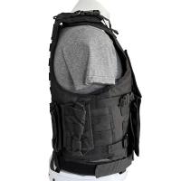 China Safety Adjustable Black Vest Protective Jacket with Molle System in Polyester Fabric for sale