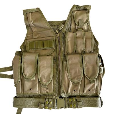 China Multi-functional Khaki/Tan Protective Vest with Multiple Pouches and Mesh Liner 1.6 kg for sale