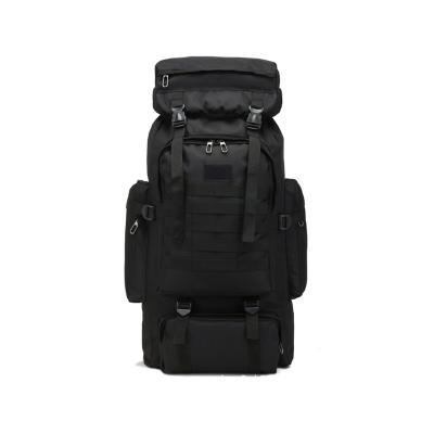 China 80L Waterproof Black Color Backpack for Camping and Outdoor Sport in 600D Polyester for sale