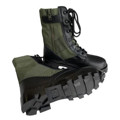 China Panama Green Canvas Leather Combat Style Jungle Boots with Side Zipper and Affordable for sale