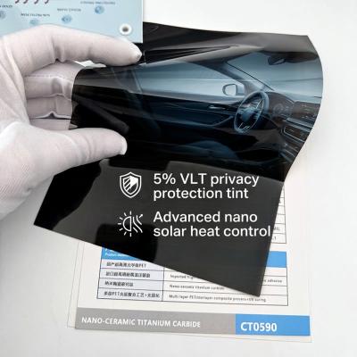 China 5% VLT Auto Window Tint Film Nano Solar Sun Heat Control PET UV Protection Anti Scratch Film Roll for sale