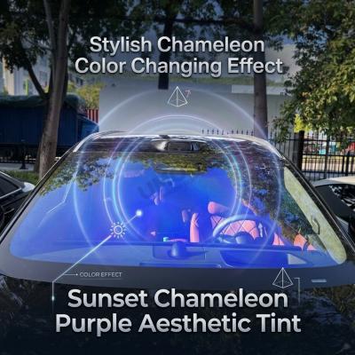 China Sunset Chameleon Tint Film 2mil UV Proof Window Film Purple Solar Colored Tint Film for sale