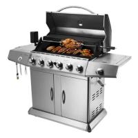 China High Temperature Enamel 6 Burner Gas BBQ Grill  With Cabinets Wheels for sale