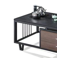 China Modern Rectangular Black Rock Slab Top With Metal Frame Office Furniture Office Tea Coffee Table for sale