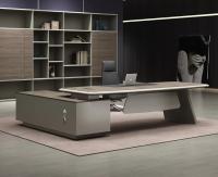 China Modern L Shape Ergonomic Office Desk Luxury High End Executive Office Desk And Chair Ceo Boss Wooden Office Desk for sale