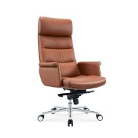 China Factory supply office furniture leather office chair with aluminum alloy flat feet ergonomic office chair for workplace for sale